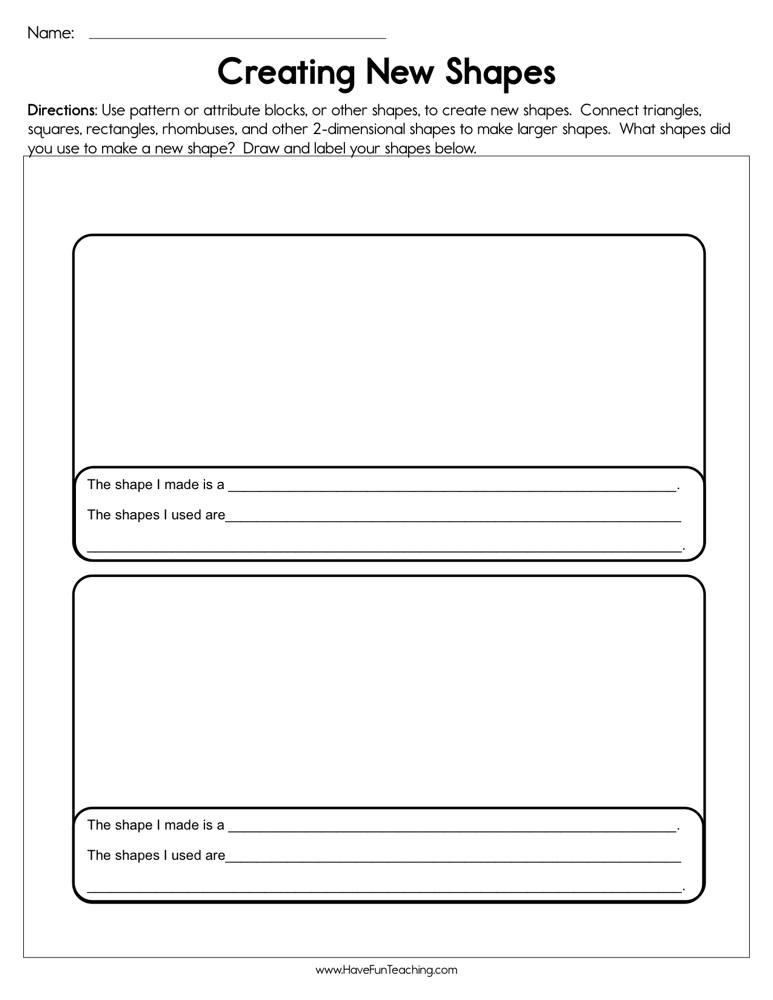 Creating New Shapes Worksheet by Teach Simple