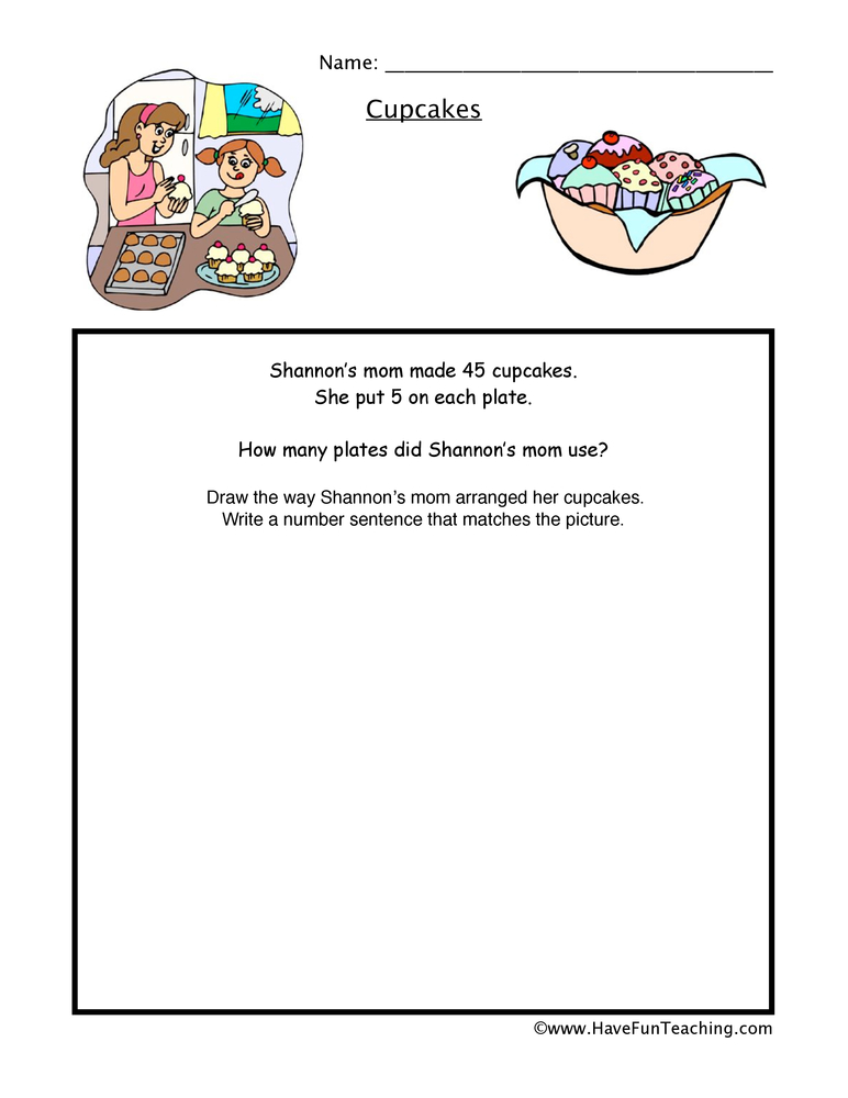 Cupcakes Multiplication Worksheet by Teach Simple