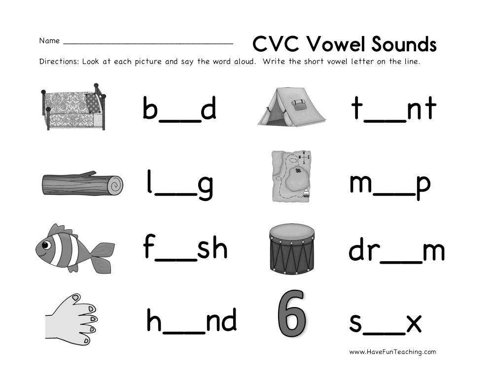 CVC Vowel Sounds Worksheet by Teach Simple