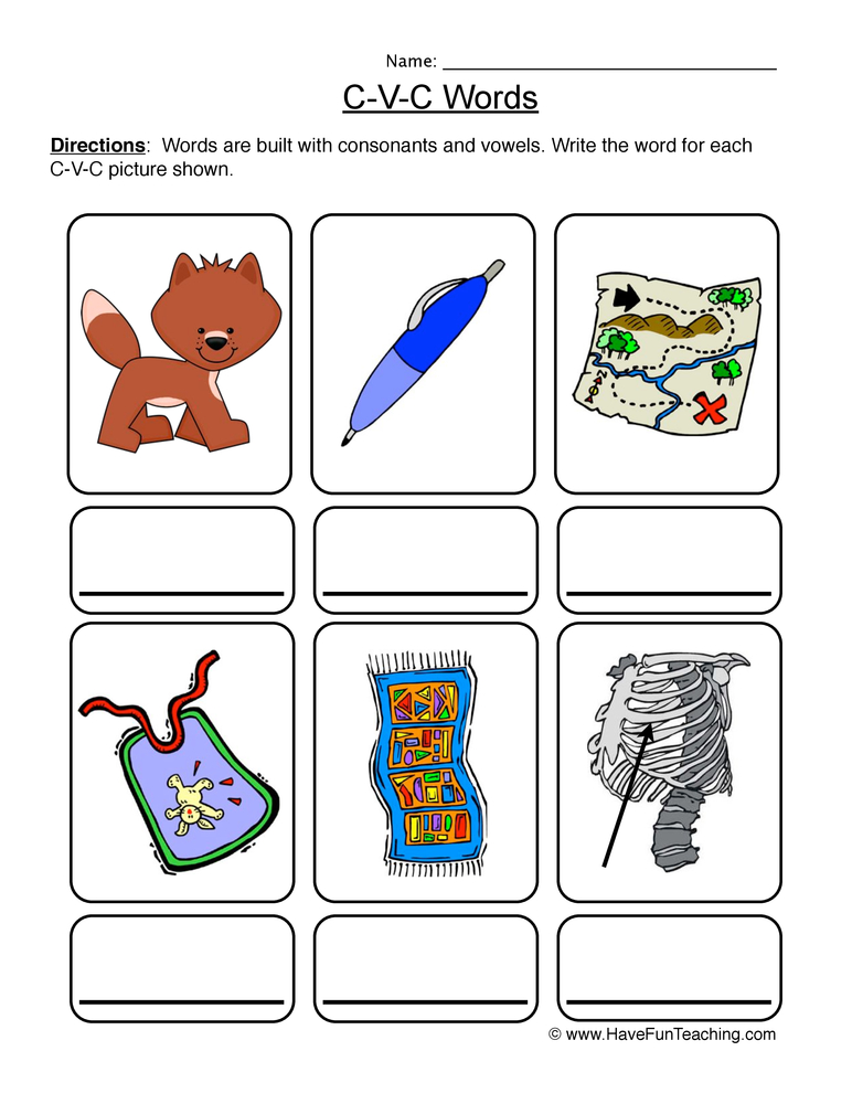 CVC Worksheet - Write the Words by Teach Simple