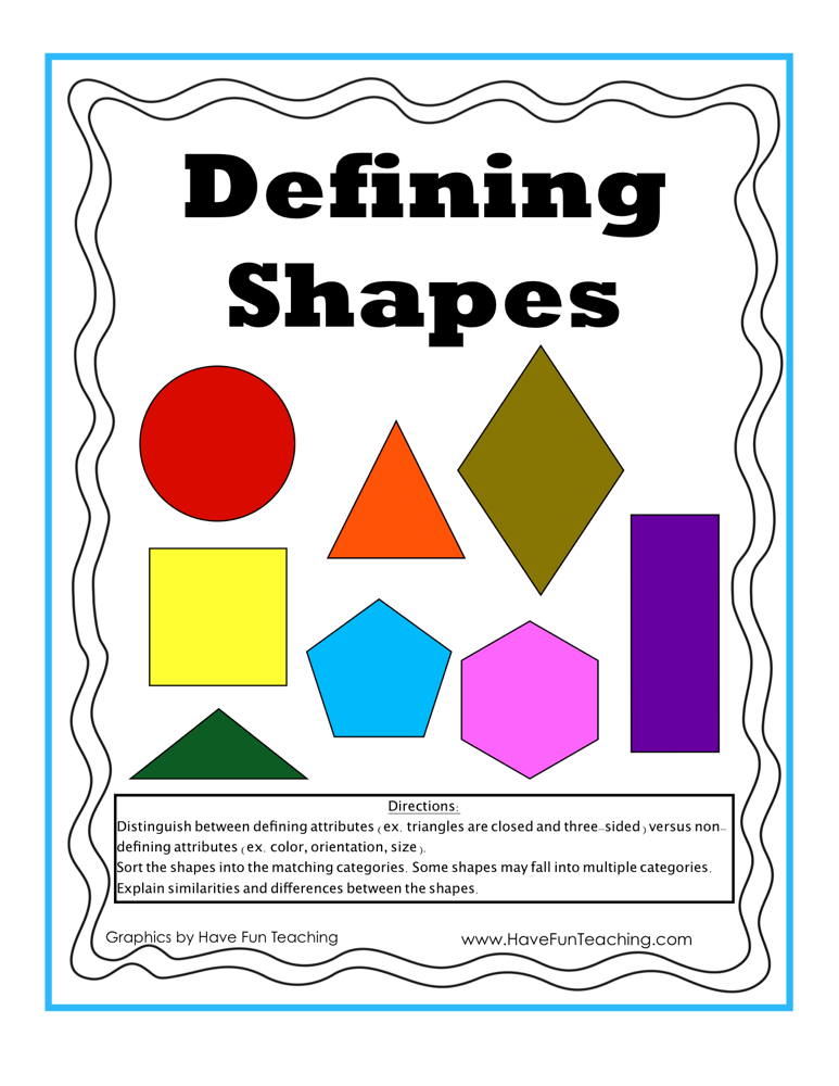 Defining Shapes Category Activity by Teach Simple