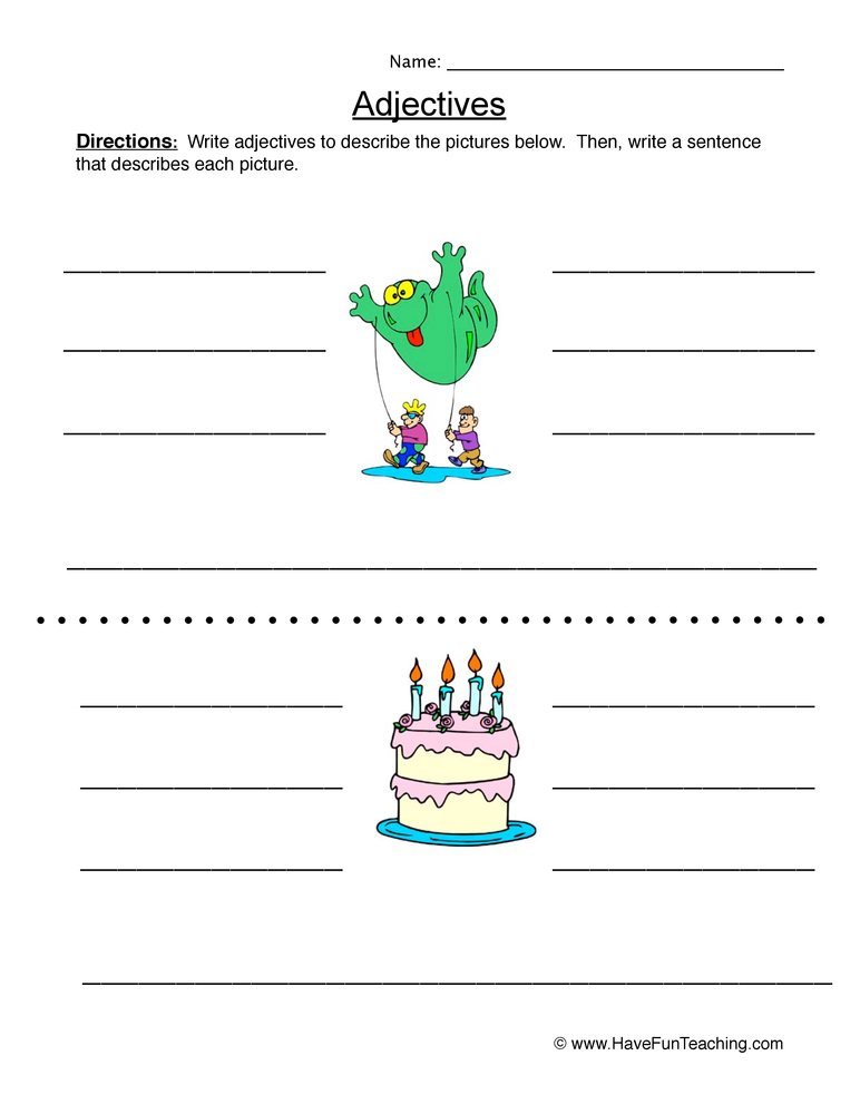 Describing Pictures Adjectives Worksheet by Teach Simple