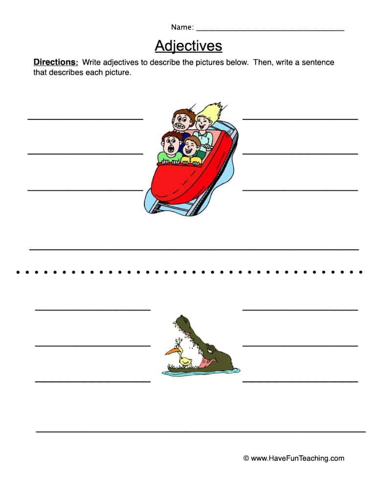 Describing Pictures with Adjectives Worksheet by Teach Simple