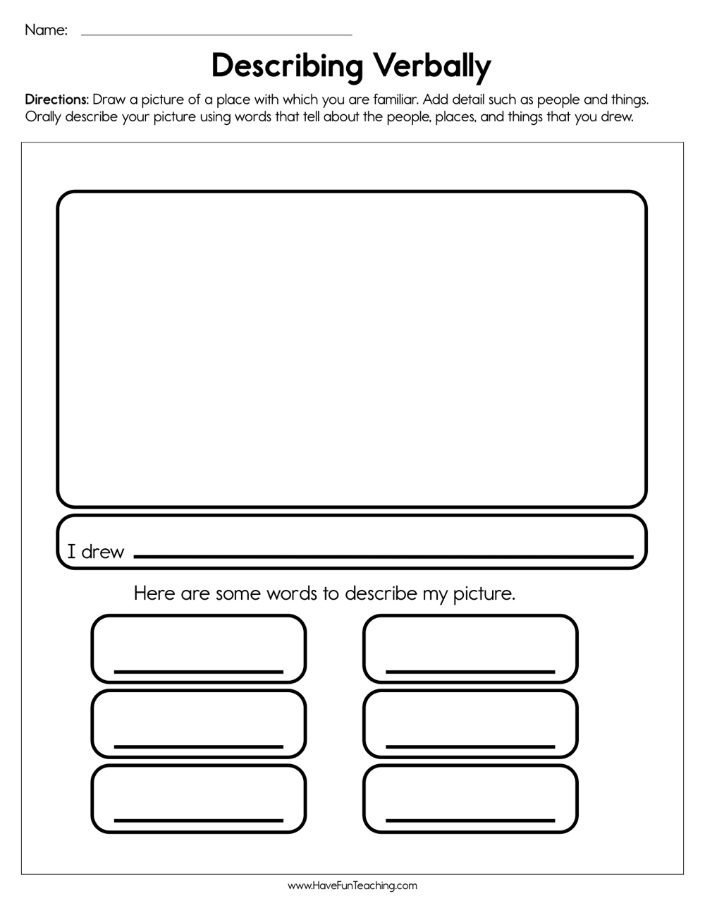 Describing Verbally Worksheet by Teach Simple