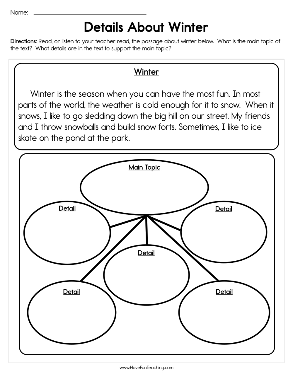 Details about Winter Worksheet by Teach Simple
