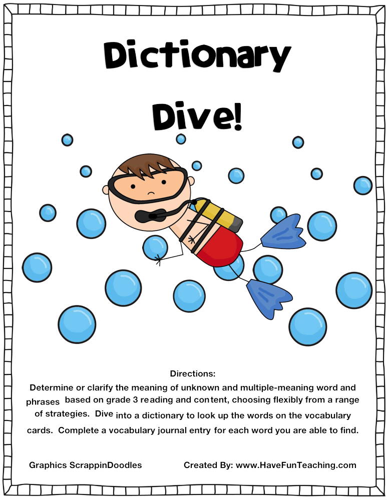 Dictionary Dive Activity by Teach Simple