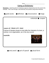 Dictionary Skills Worksheet by Teach Simple