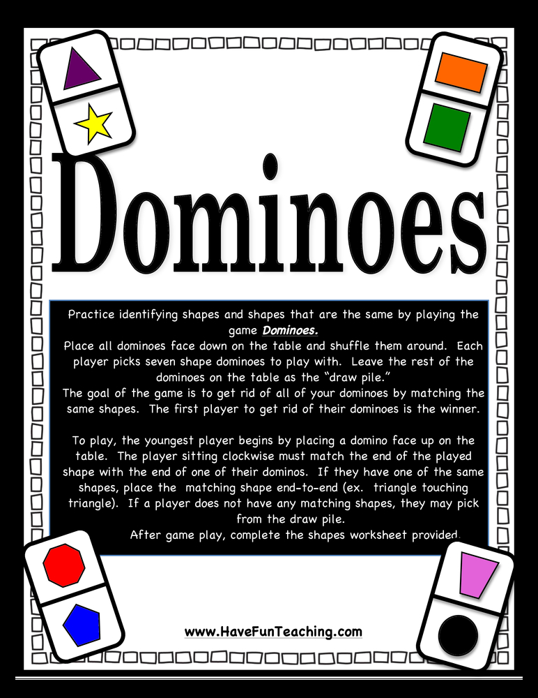 Dominoes Same Different Shapes Activity by Teach Simple