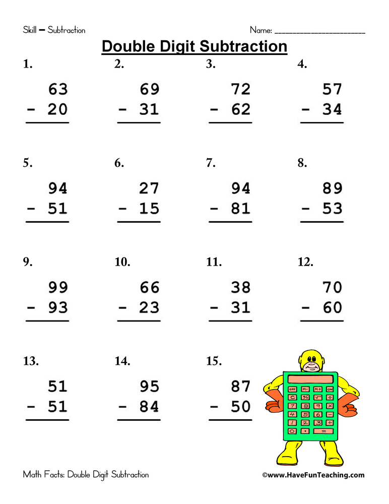 Double Digit Subtraction Worksheet Pack By Teach Simple