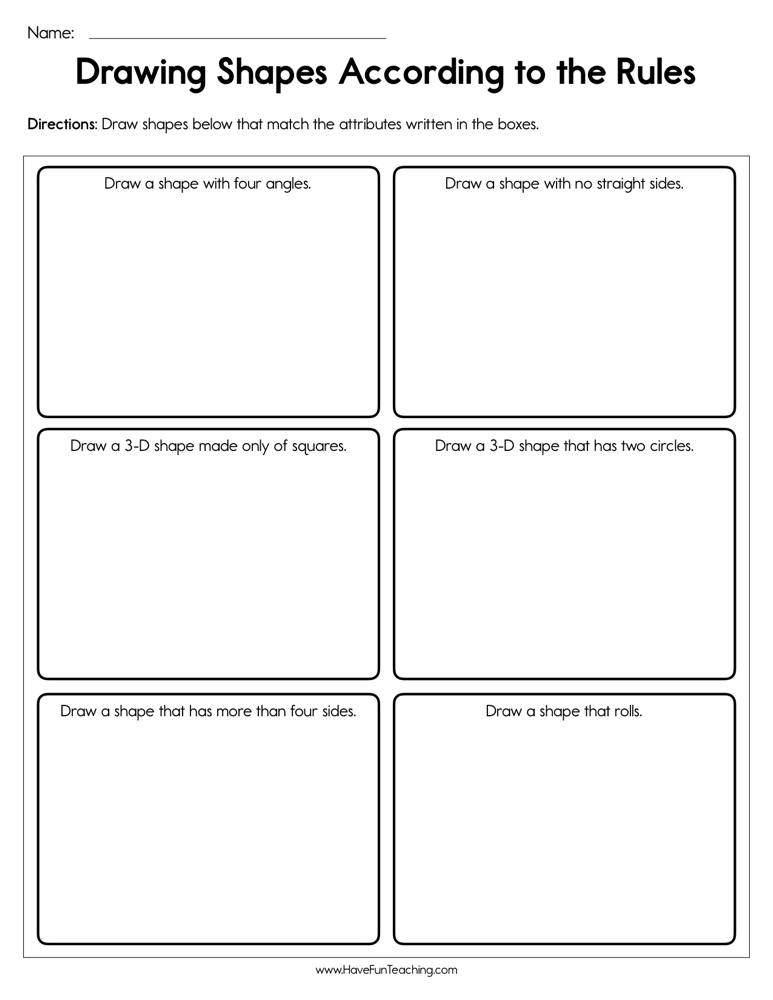 Drawing Shapes According to the Rules Worksheet by Teach Simple