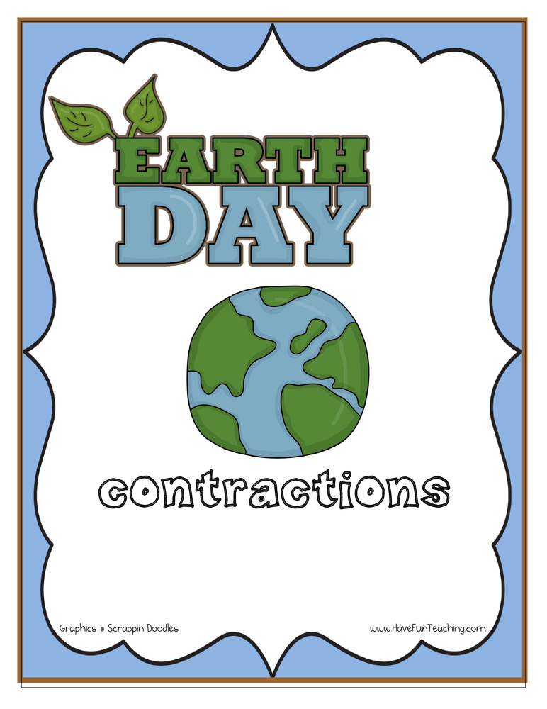 Earth Day Contractions Activity by Teach Simple