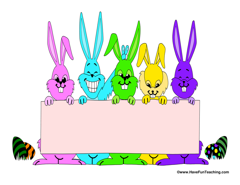 Easter Colorful Rabbits Writing Paper by Teach Simple