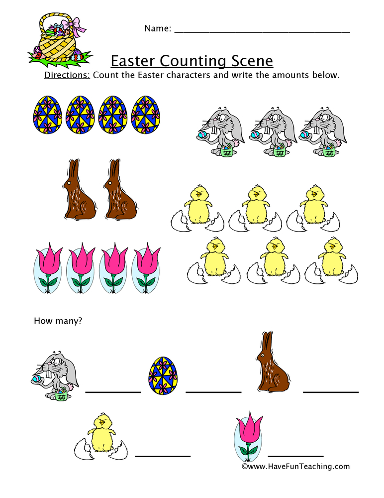 Easter Counting Worksheet by Teach Simple