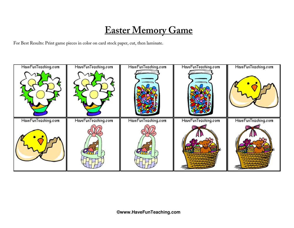 Easter Memory Game by Teach Simple