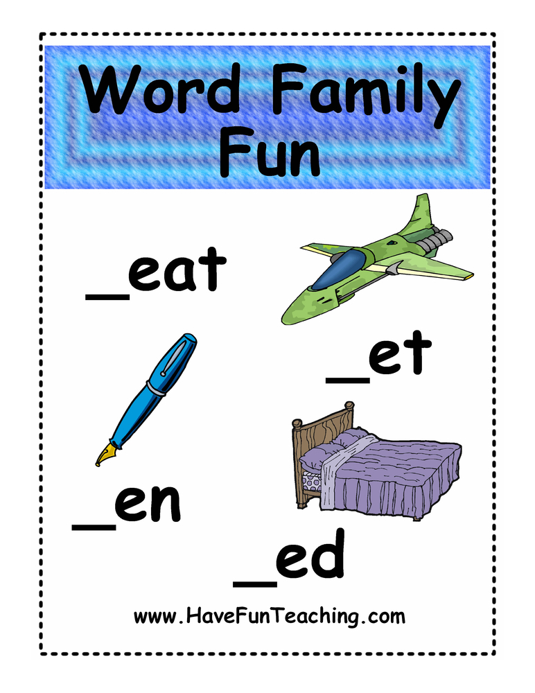 EAT, ED, EN, ET Word Family Fun Activity by Teach Simple