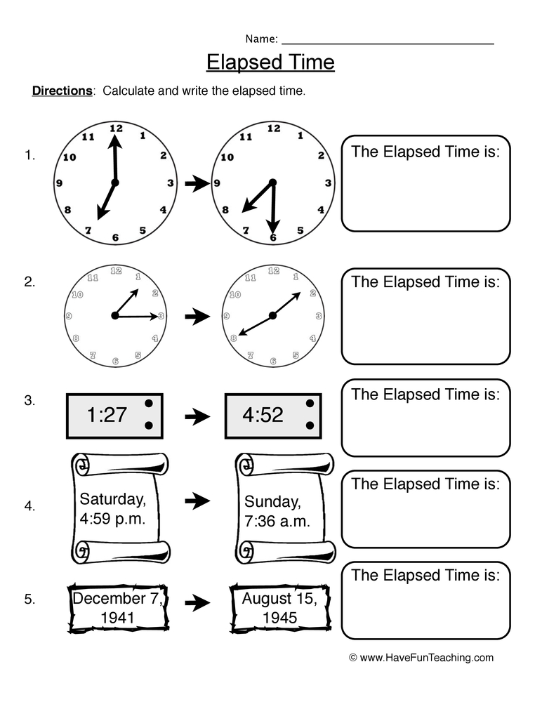 Elapsed Time Mixed Review Worksheet By Teach Simple