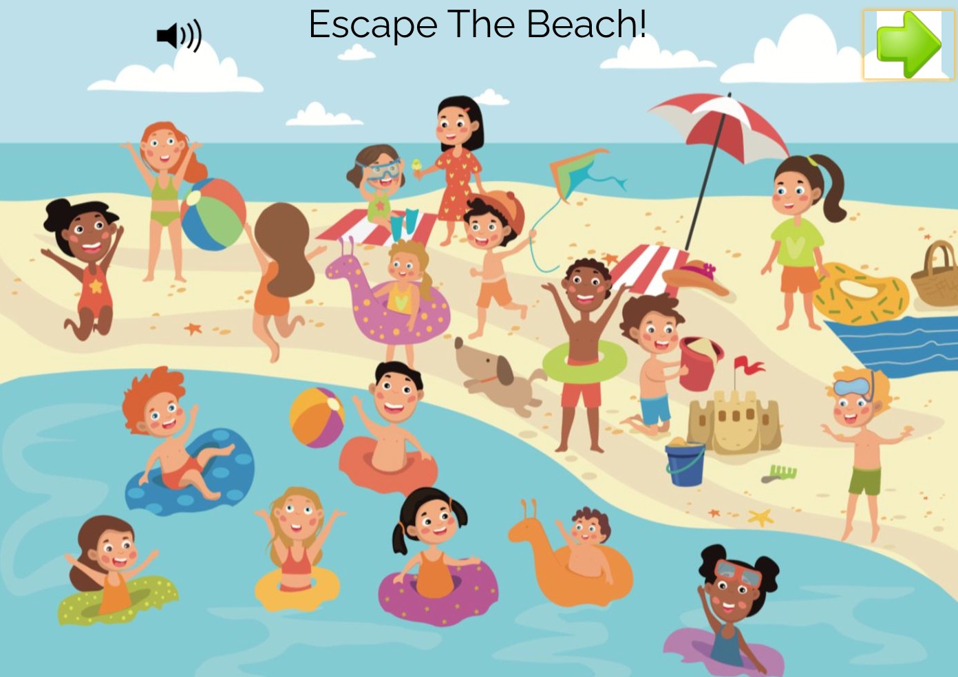 Escape The Beach Boom Deck with Audio and Handouts by Teach Simple