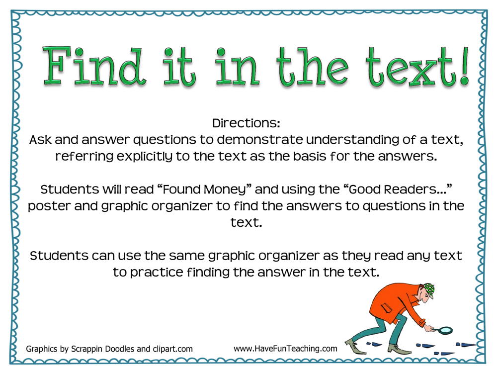 Find It In The Text Activity by Teach Simple