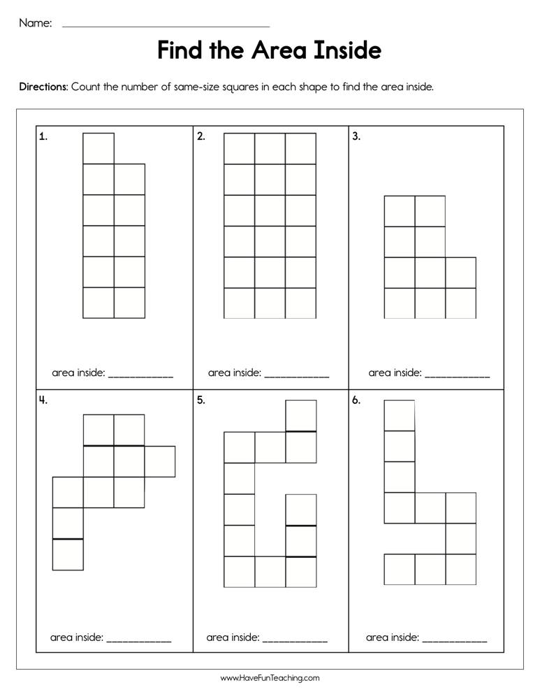 Find the Area Inside Worksheet by Teach Simple