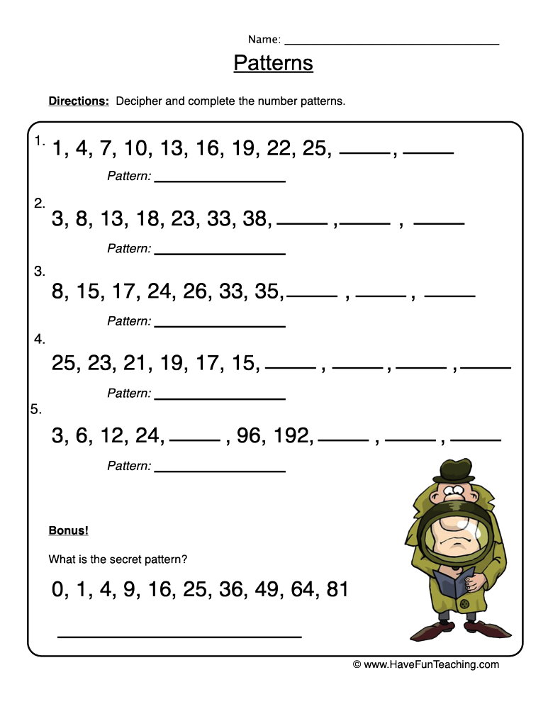 Find The Number Pattern Worksheet By Teach Simple