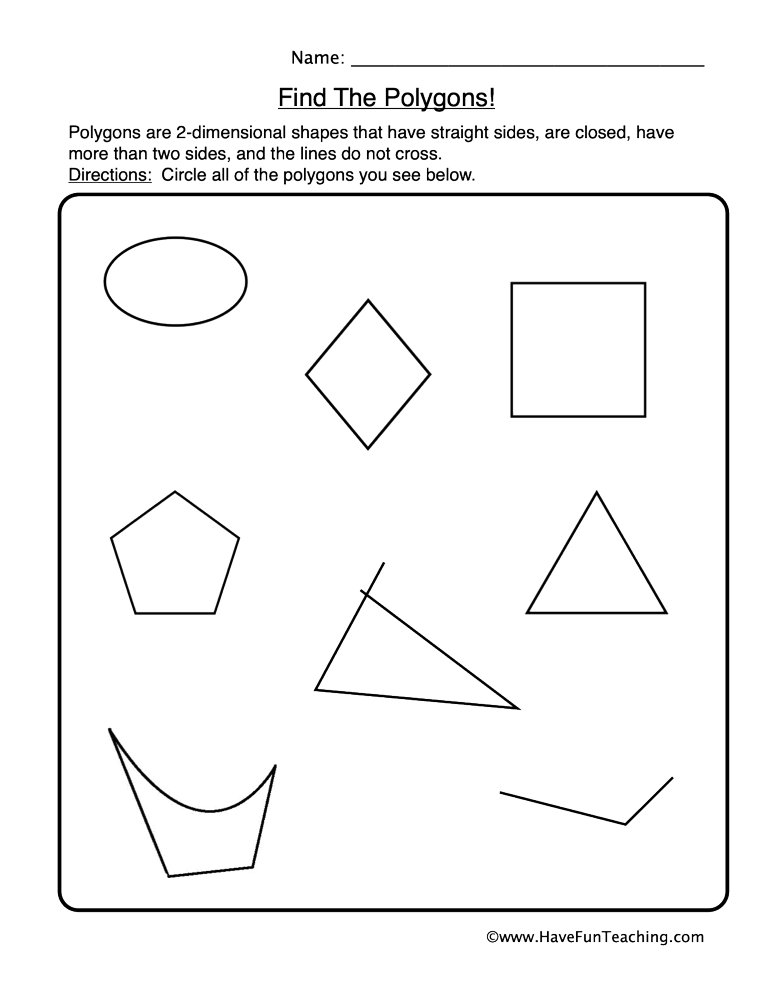 Find the Polygons Shapes Worksheet by Teach Simple