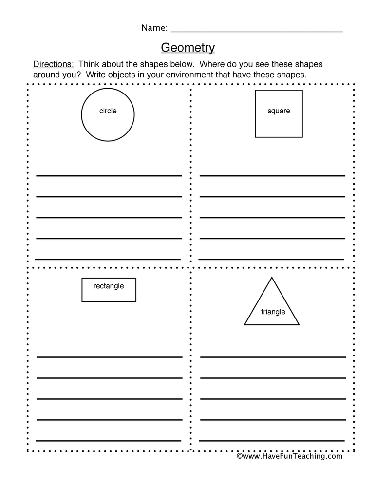 Finding Geometry Examples Worksheet by Teach Simple