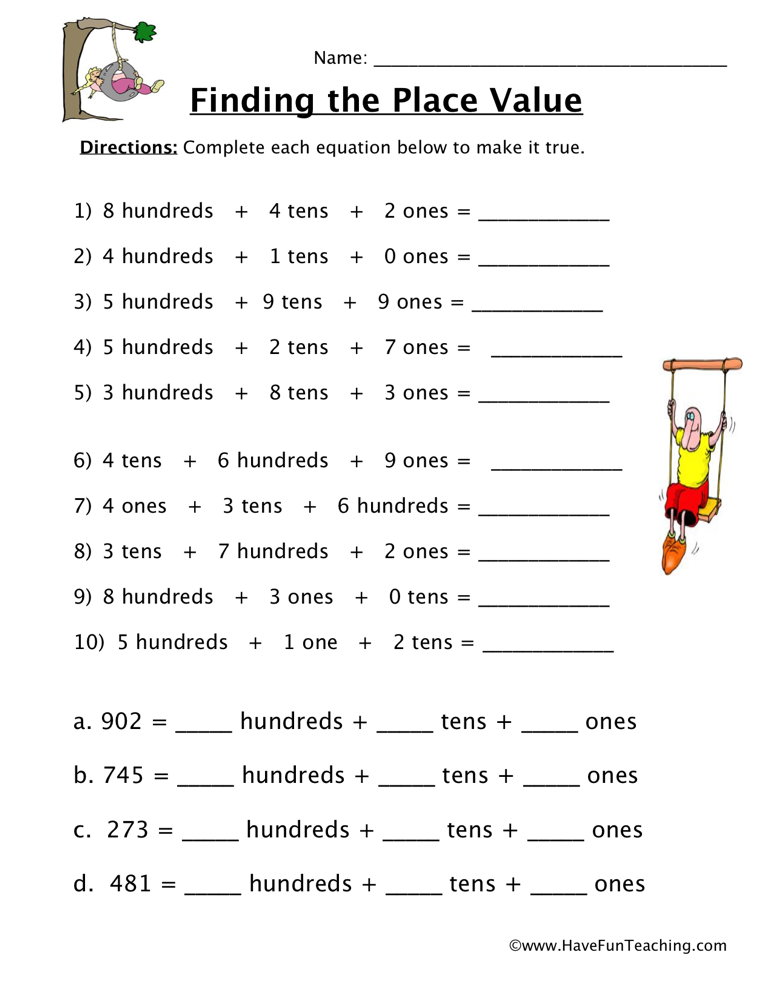 Finding Place Value Worksheet by Teach Simple