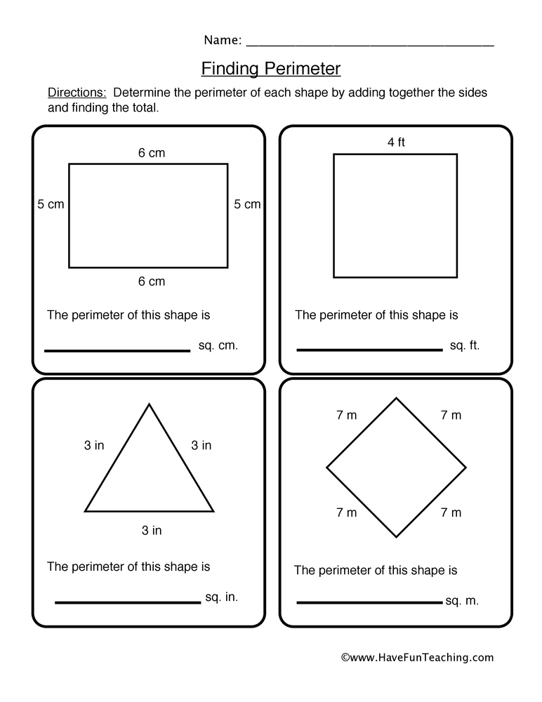 Finding Shape Perimeter Worksheet By Teach Simple