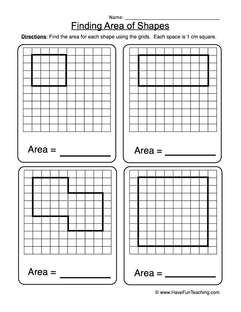 Finding The Area Of Grid Shapes Worksheet By Teach Simple