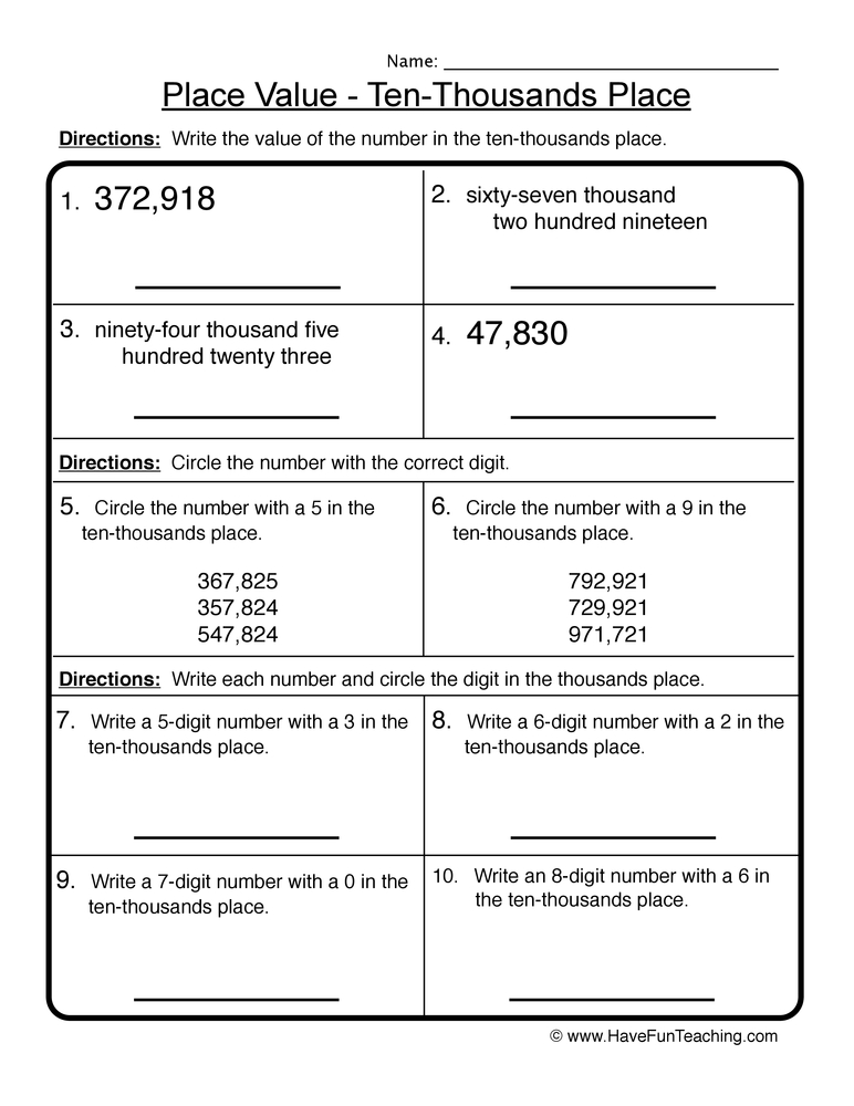 Finding the Place Value Worksheet by Teach Simple