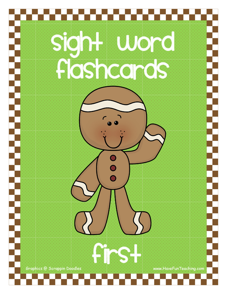 First Grade Gingerbread Sight Words Flash Cards by Teach Simple