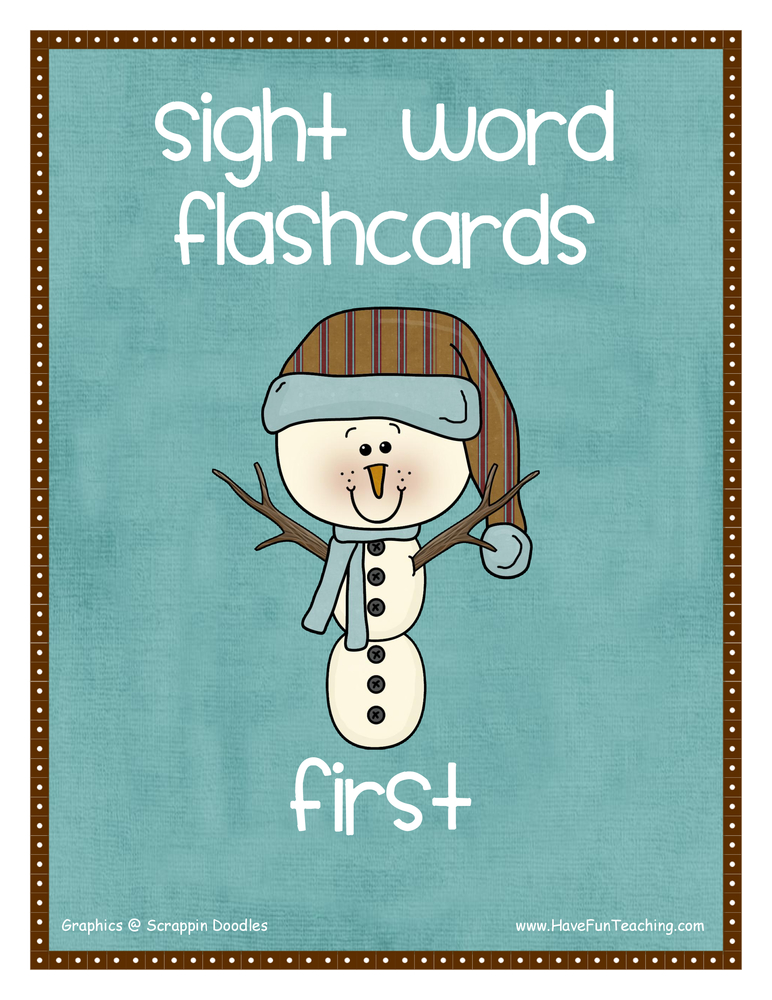 First Grade Snowman Sight Words Flash Cards by Teach Simple