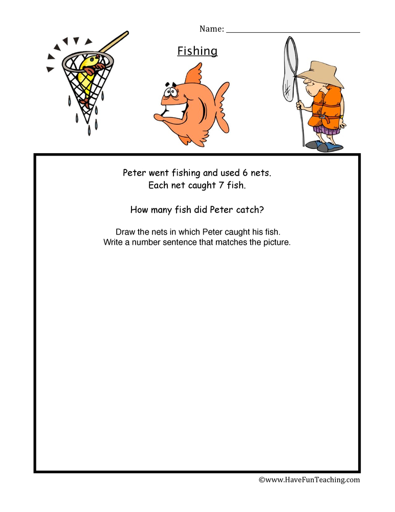 Fishing Multiplication Worksheet by Teach Simple