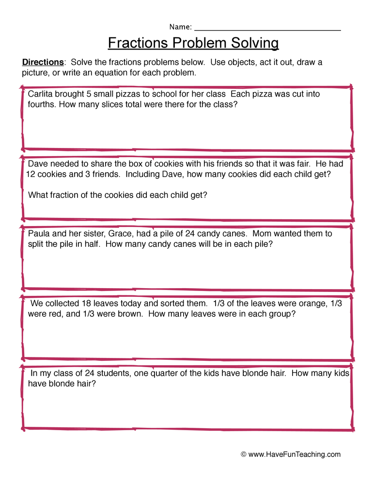Fraction Word Problems Worksheet By Teach Simple Fraction Word Problems Worksheet By Teach Simple