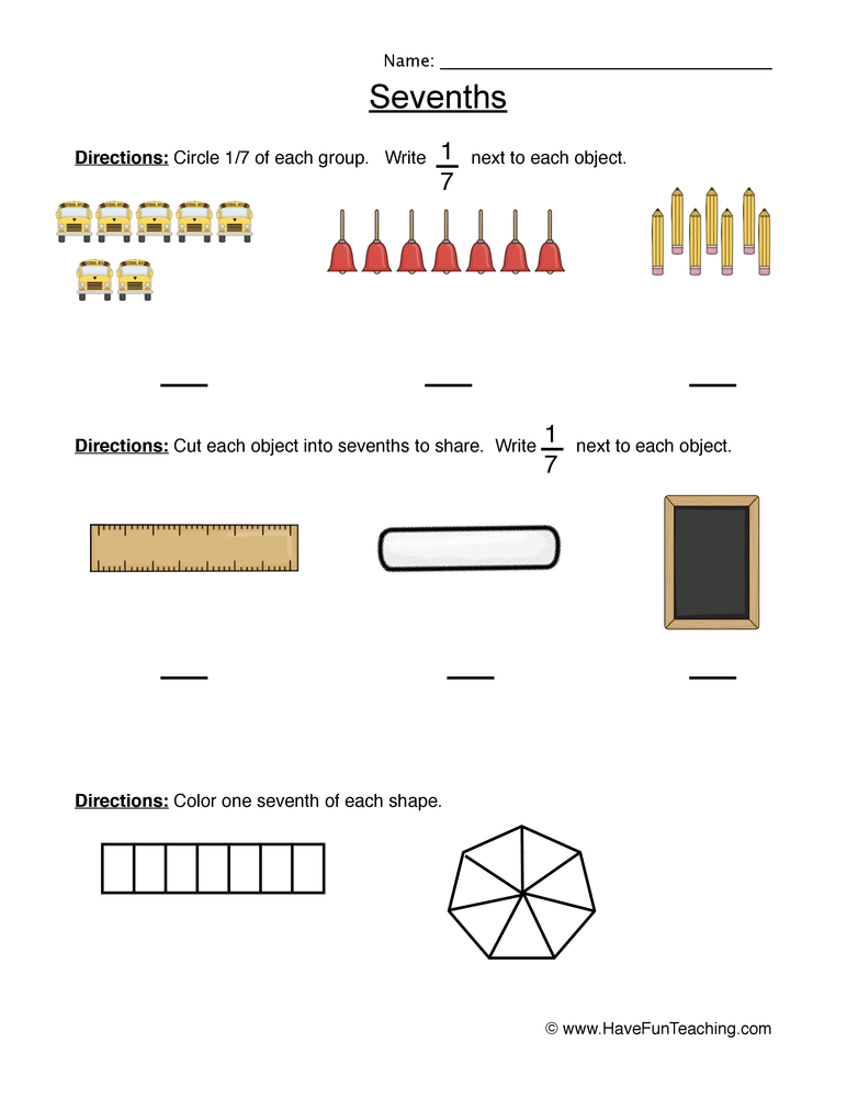 Fractions Seventh Worksheet by Teach Simple