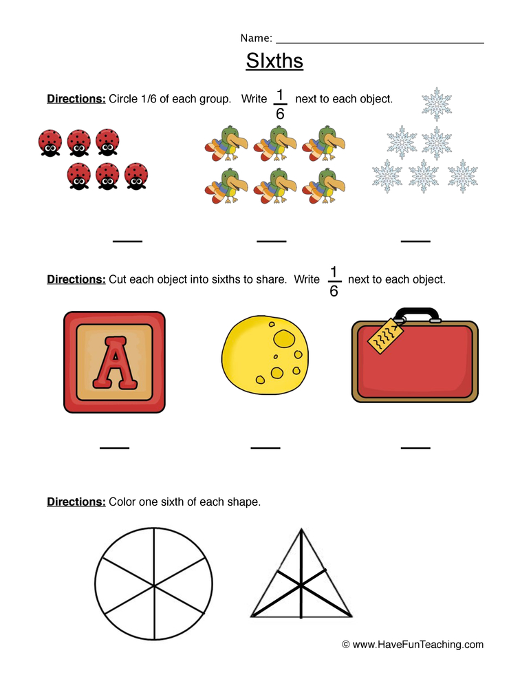 Fractions Sixth Worksheet by Teach Simple