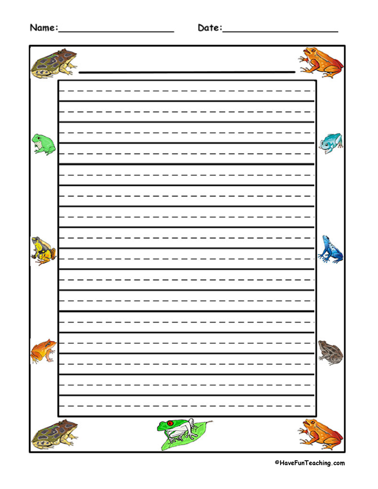 Frog Writing Paper by Teach Simple