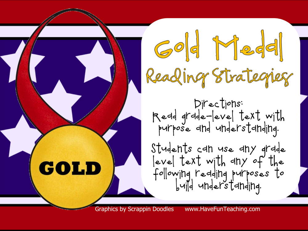 Gold Medal Reading Strategies Activity by Teach Simple