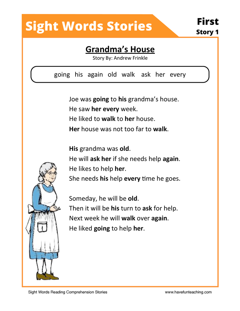 Grandma's House First Sight Words Reading Comprehension Worksheet by ...