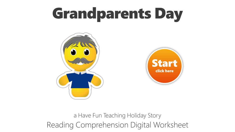 Grandparents Day Reading Comprehension Digital Worksheet by Teach Simple