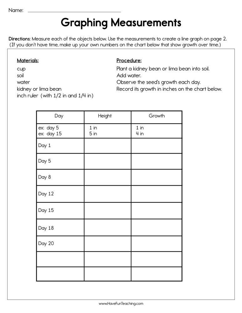 Graphing Measurements Worksheet by Teach Simple