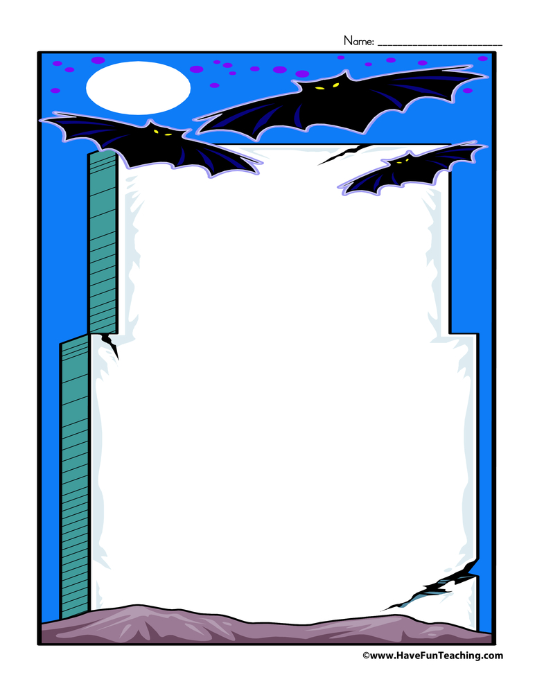 Halloween Bats Writing Paper by Teach Simple