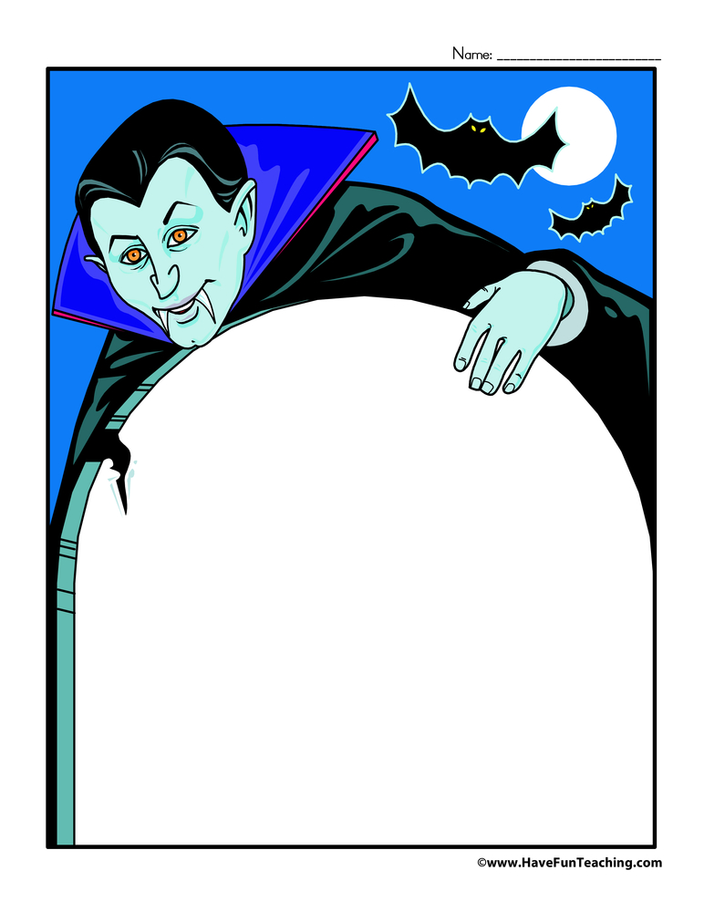 Halloween Vampire Dracula Writing Paper by Teach Simple
