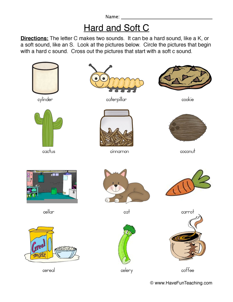 Hard Soft C Pictures Worksheet By Teach Simple Hard Soft C Pictures Worksheet By Teach Simple