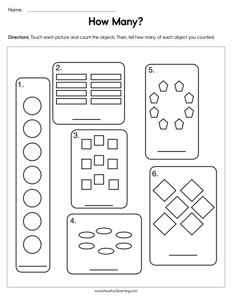 How Many Worksheet by Teach Simple