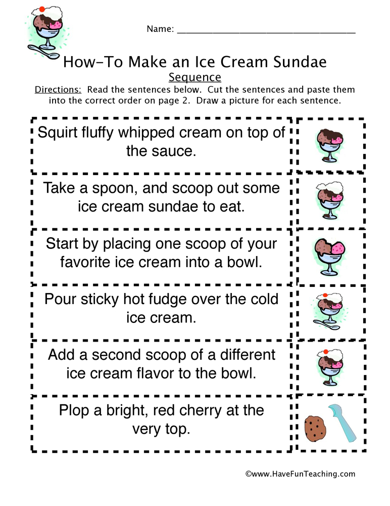 How To Make A Sundae Sequence Worksheet By Teach Simple