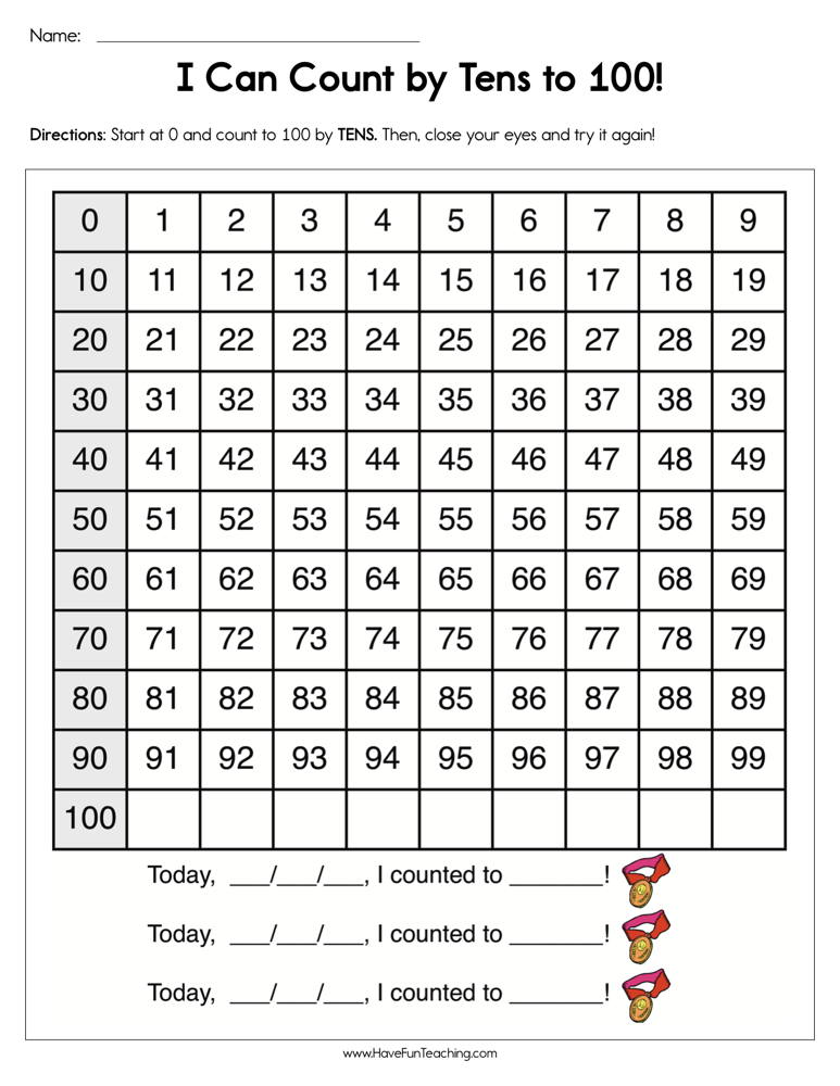 I Can Count By Tens To 100 Worksheet By Teach Simple