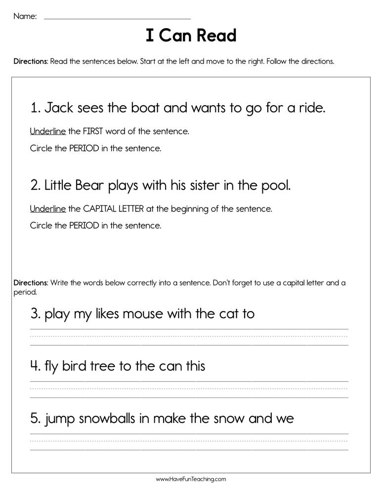 I Can Read Worksheet by Teach Simple