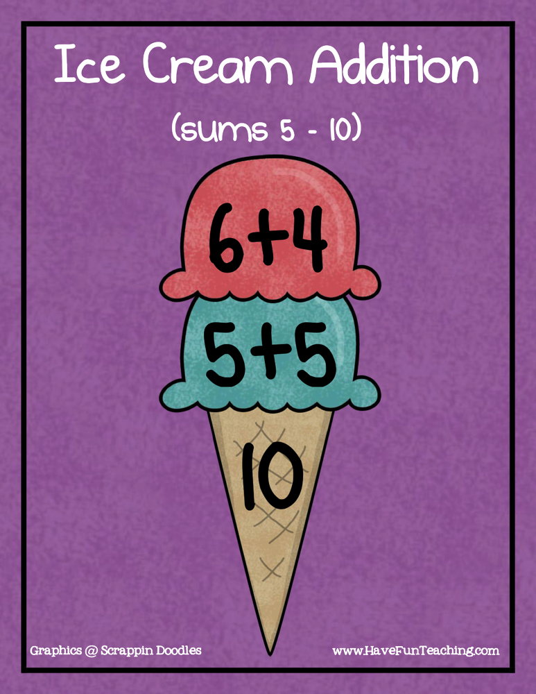 Ice Cream Addition Sums of 5-10 Activity by Teach Simple