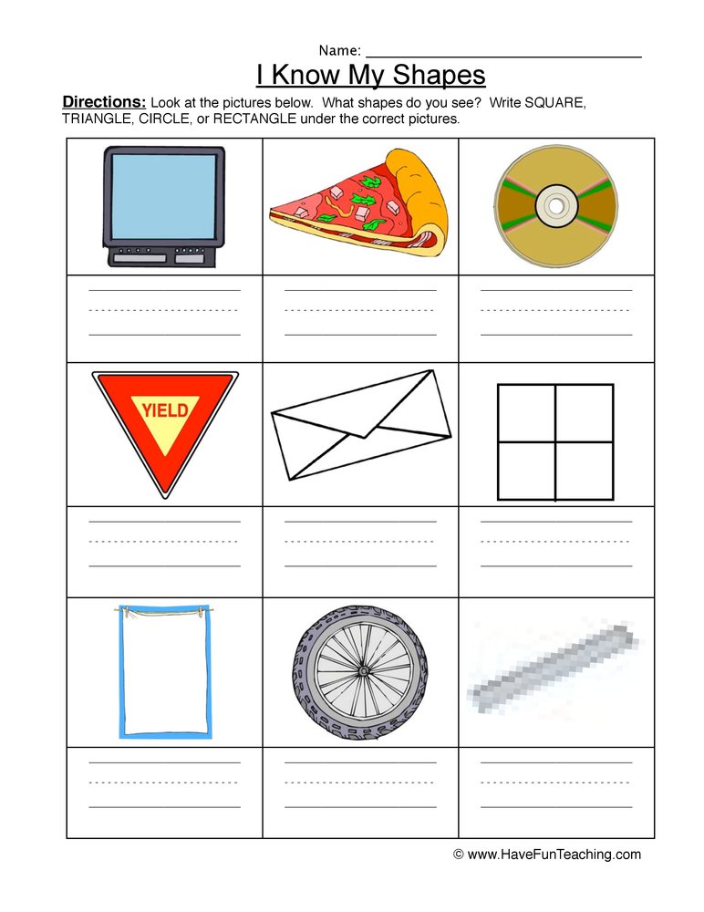 Identifying Shapes Worksheet by Teach Simple